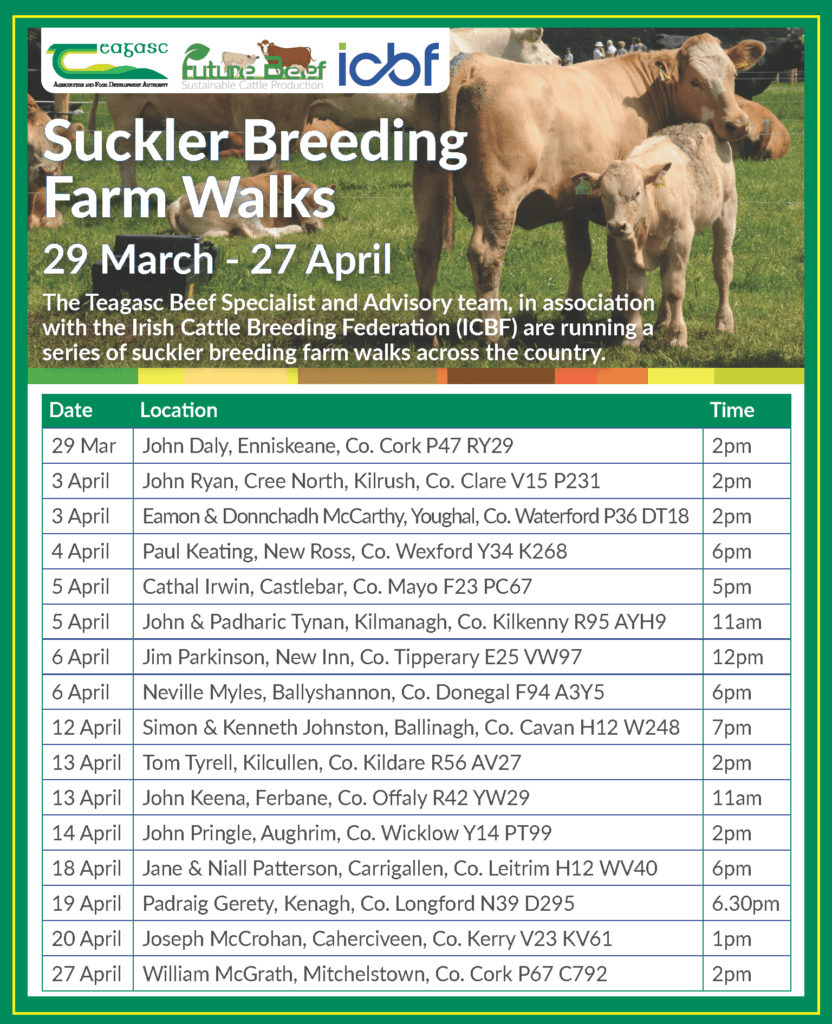 Suckler Breeding Farm Walks 29 March-27 April - ICBF